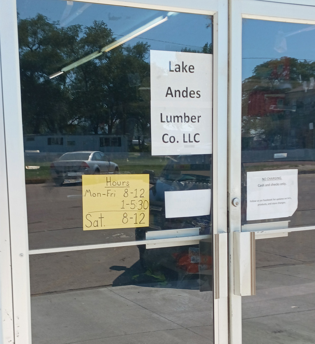 LAKE ANDES FARMERS CO-OP LUMBER YARD CHANGES HANDS TO LAKE ANDES LUMBER ...